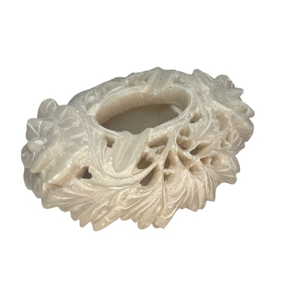 Accents | Hand Carved Soapstone Floral Ashtray Intricate Chinese ...